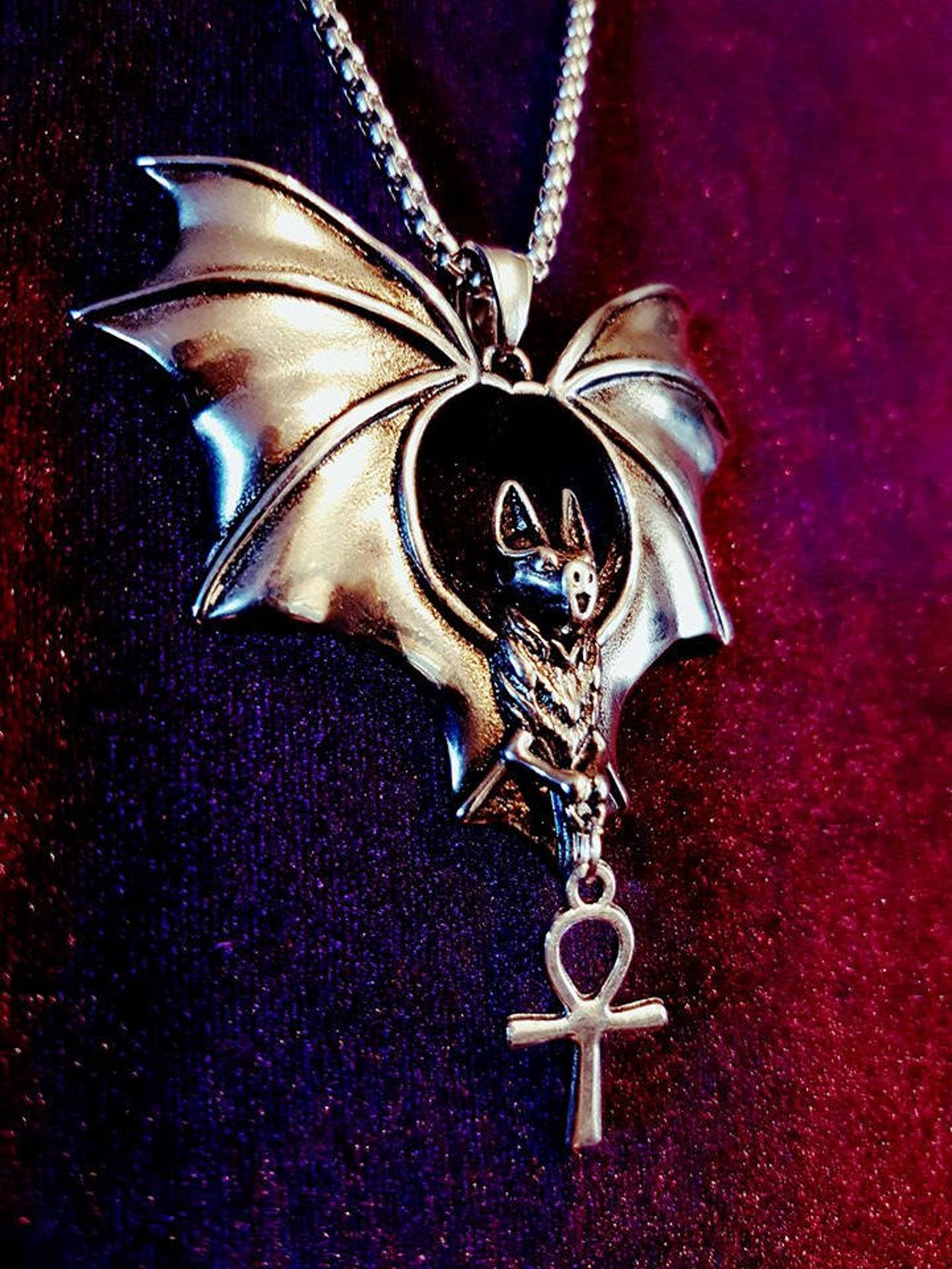 Sigil of Lucifer Vampire Bat Necklace stainless Steel - Etsy
