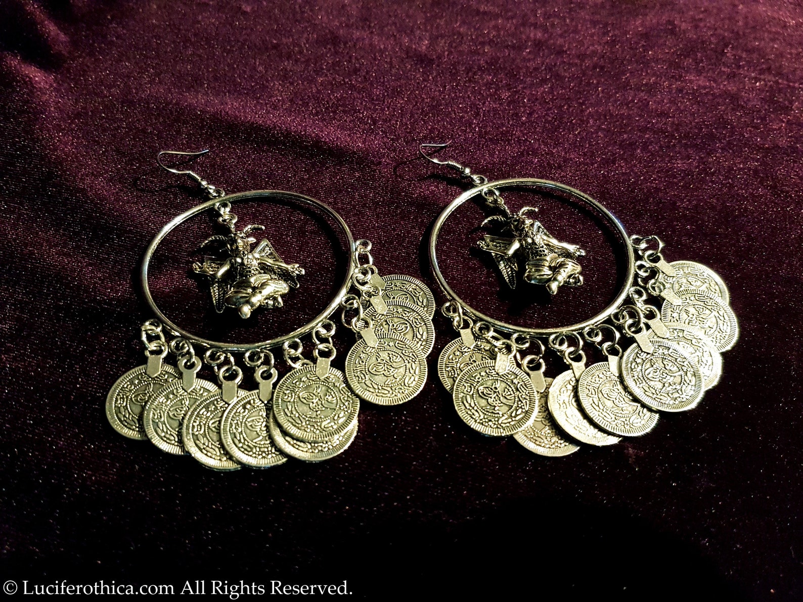Baphomet Coin Earrings - Occult Left Hand Path Seal of Baphomet ...