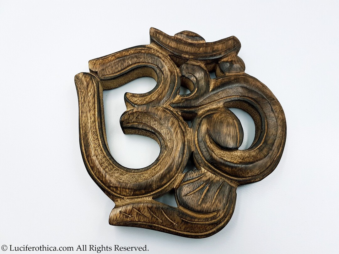 Wooden Om Symbol Wall Plaque 2 Sizes Universal Sound 3 6 9 Aum Ohm Om ...