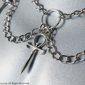 Triple Vampire Ankh Chain Choker - Goth Gothic Vampiric Order Wisdom ...