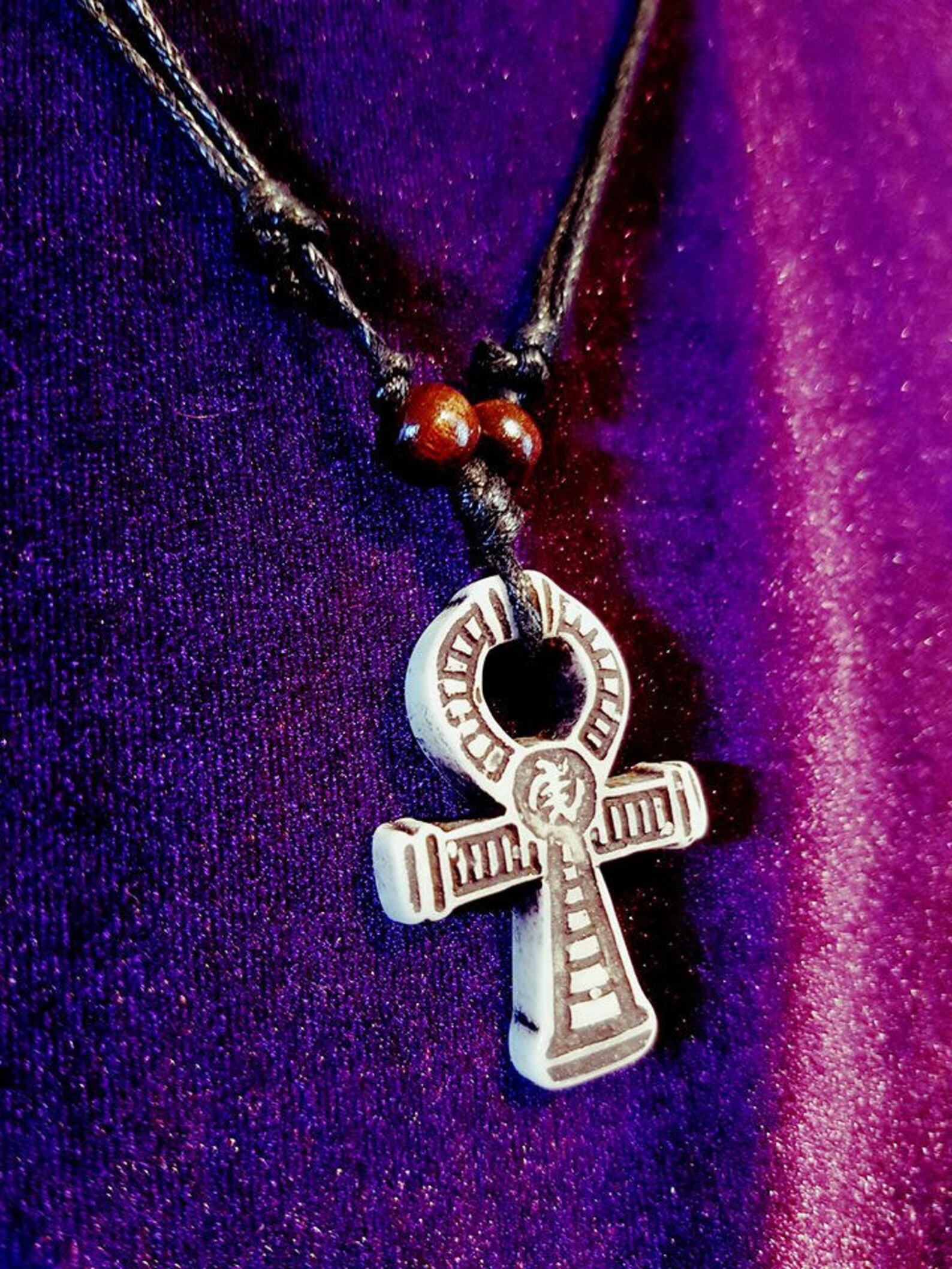 Ankh Necklace With Cord and Beads Ankh Gothic Vampire - Etsy