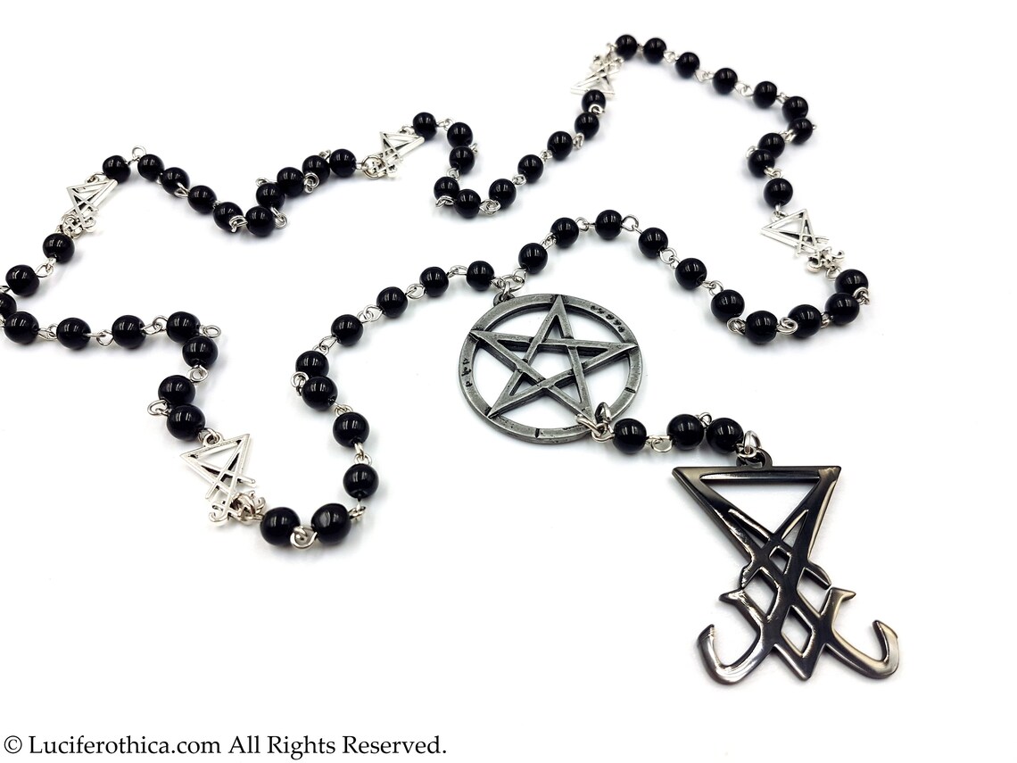 Sigil of Lucifer Rosary black Sigil Luciferian Rosary | Etsy