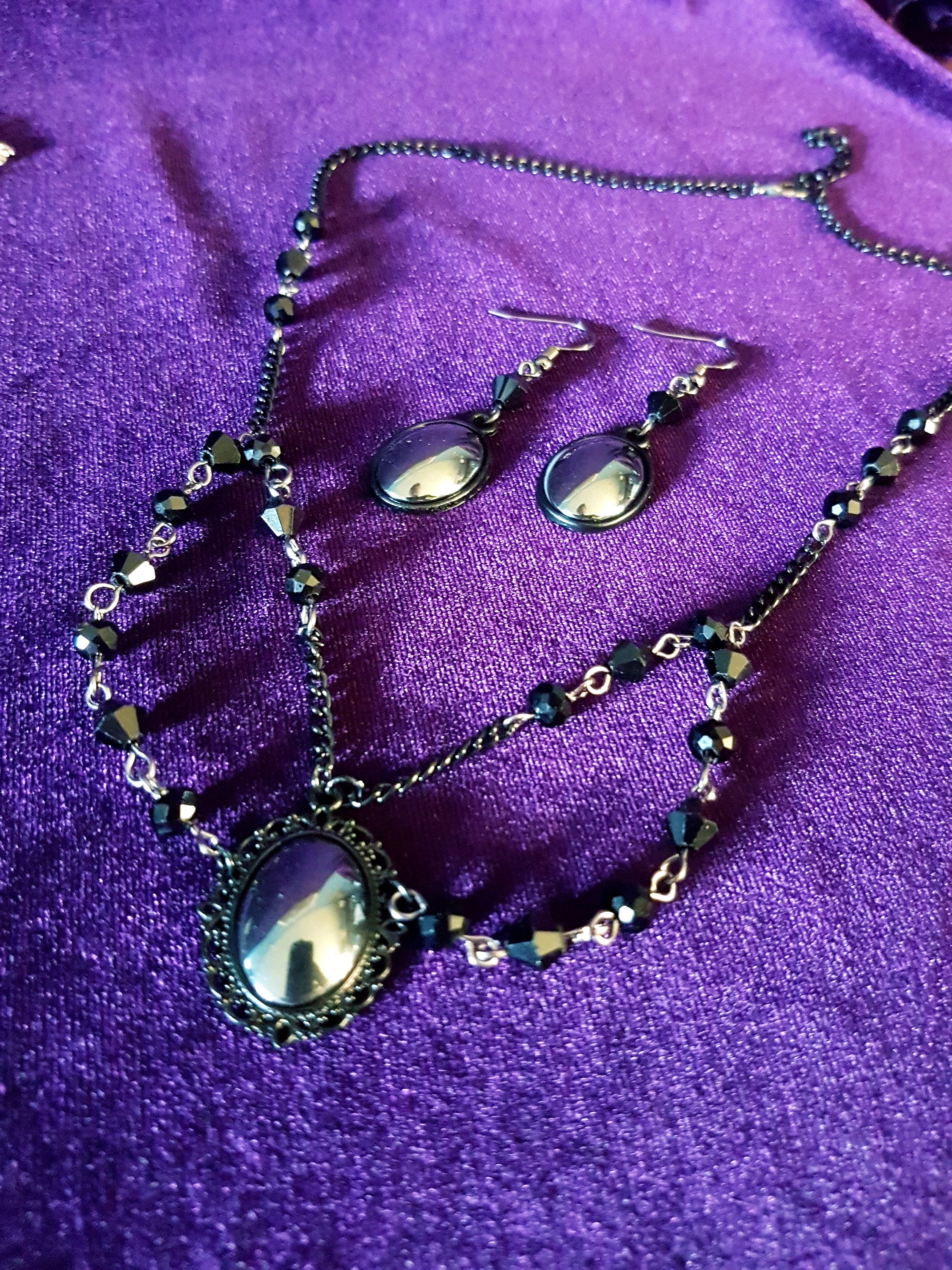 Gothic Hematite Jewellery Set
