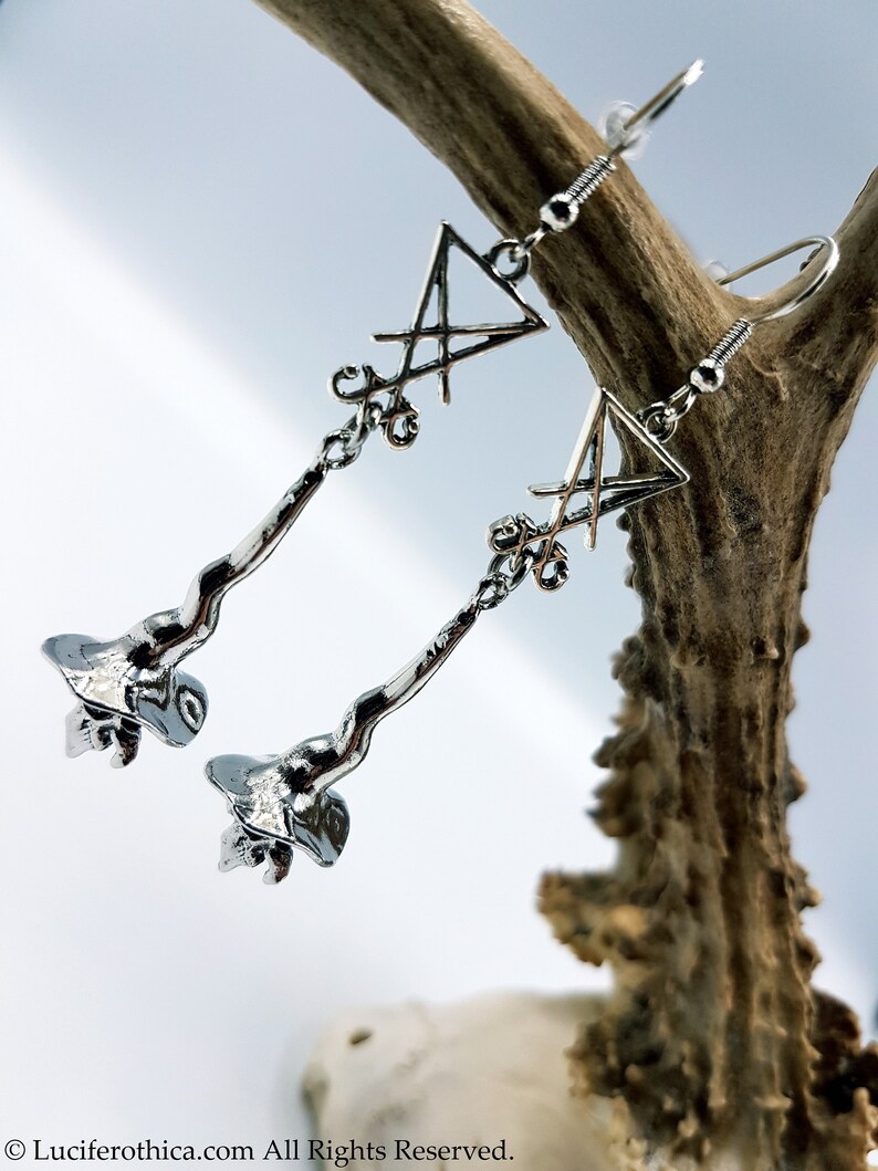 Luciferian Witch Earrings Occult Left Hand Path Sigil of | Etsy