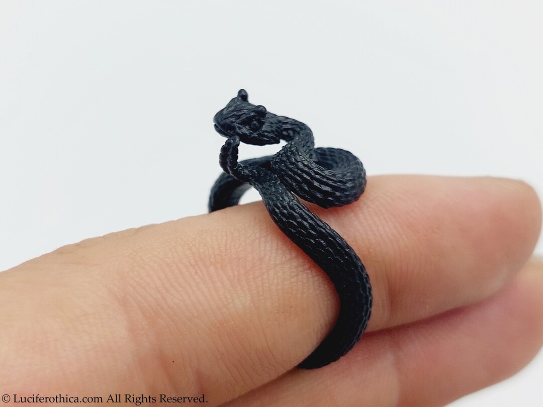 Black Viper Serpent Ring - Snake Occult Serpent Wisdom Jewelry Gothic ...