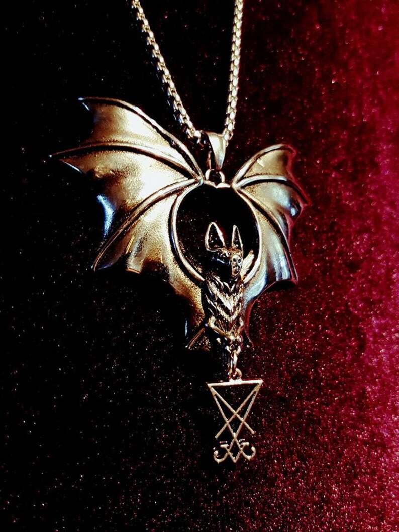 Sigil of Lucifer Vampire Bat Necklace stainless Steel - Etsy