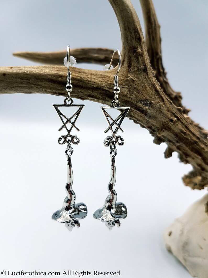 Luciferian Witch Earrings Occult Left Hand Path Sigil of | Etsy