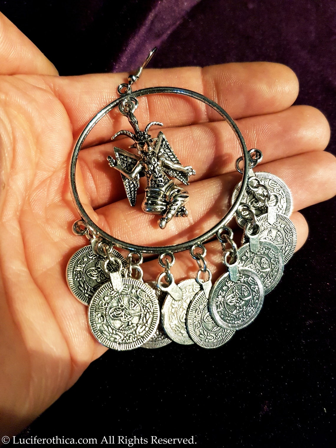 Baphomet Coin Earrings - Occult Left Hand Path Seal of Baphomet ...