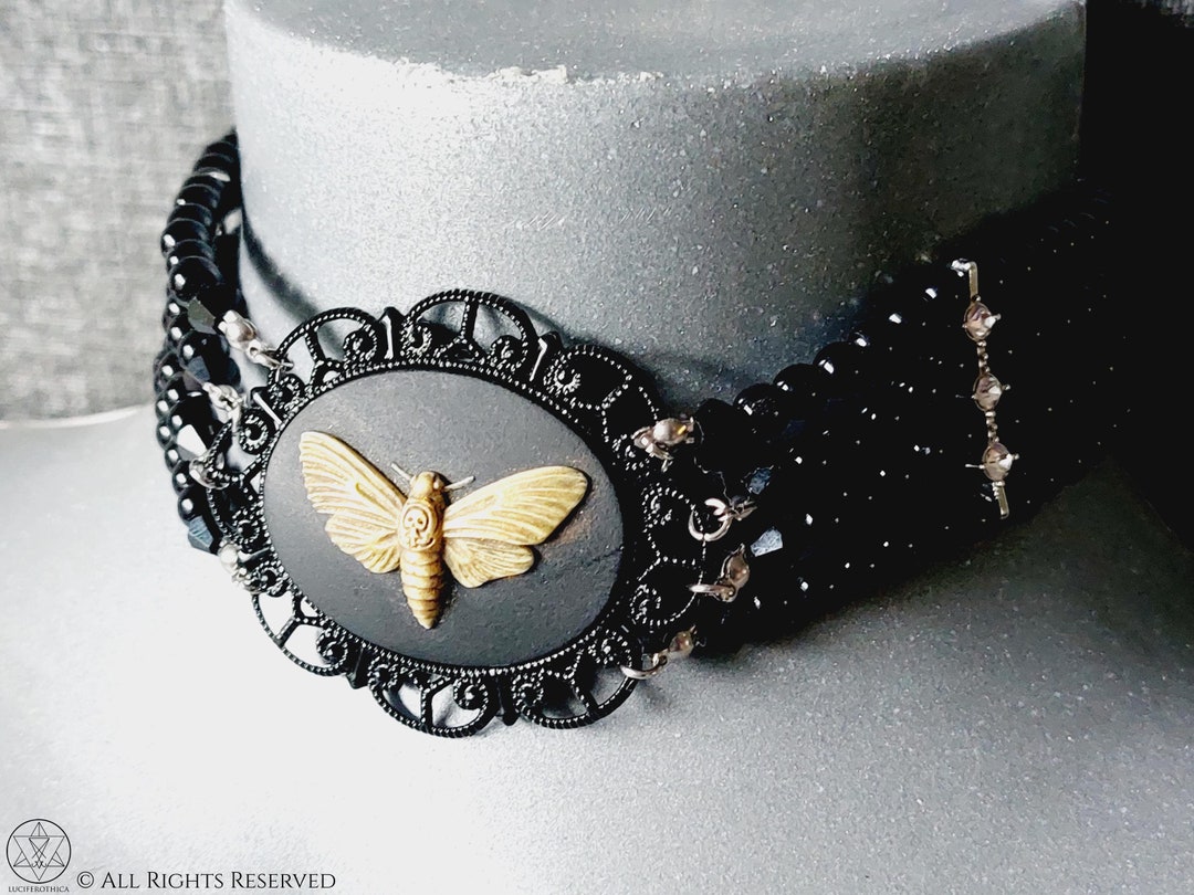 Death's-head Hawkmoth Choker - Skull Moth Necklace Butterfly Acherontia ...