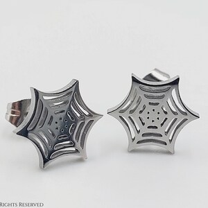 Mini Cobweb Earstuds (stainless Steel - Pair) - Silver Tone Spider ...