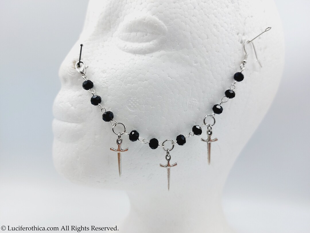 Triple Dagger Nosechain - Sword Goth Gothic Occult Nose Jewelry Pagan ...