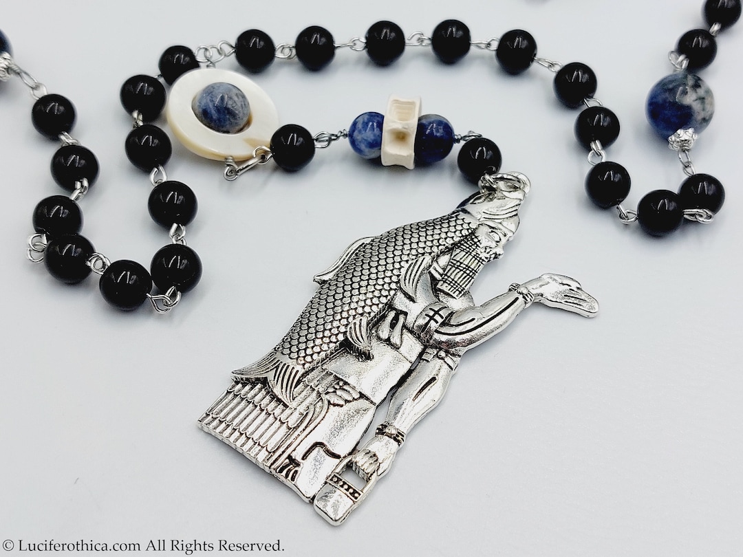 Apkallu / Abgal Fishman Demi-god Sage Oannes Rosary Necklace - Sodalite ...