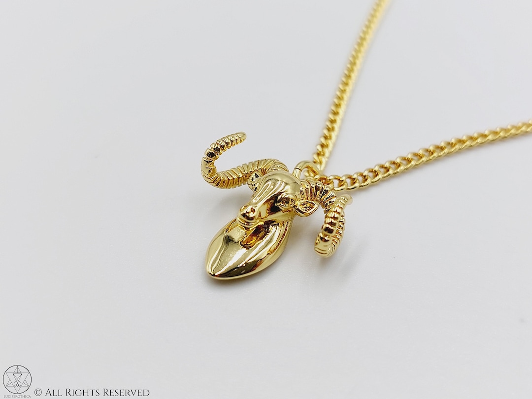 Baphomet Pendant (18K Gold Plated Pendant & Chain) Horned Baphomet ...