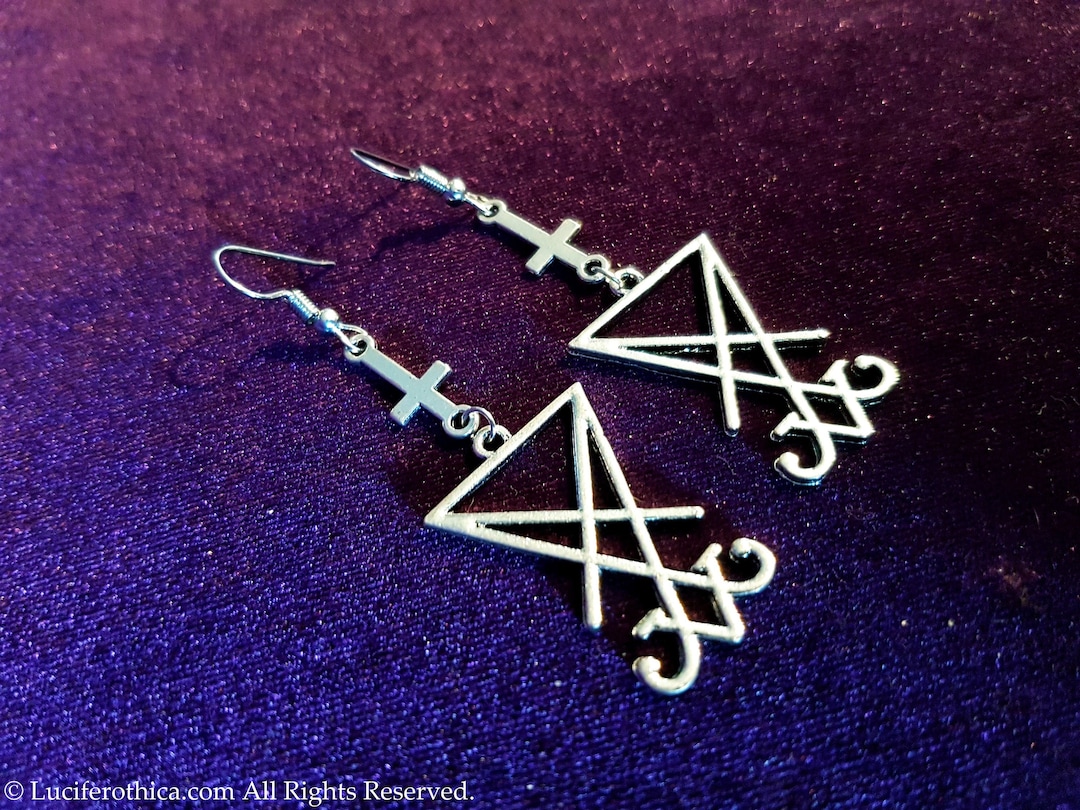 Luciferian Inverted Cross Earrings (2 Sizes) - Lucifer Left Hand Path ...