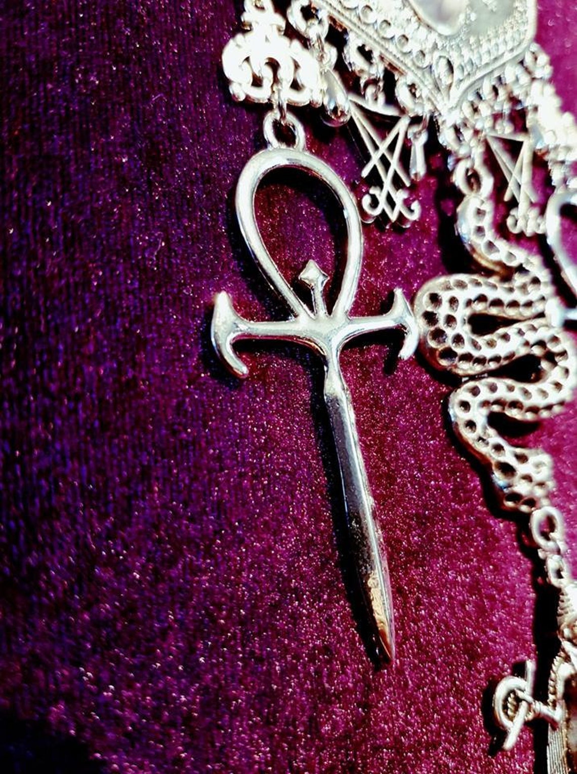 Vampyre Ankh Necklace Occult Vampire Sigil of Lucifer Lilith | Etsy