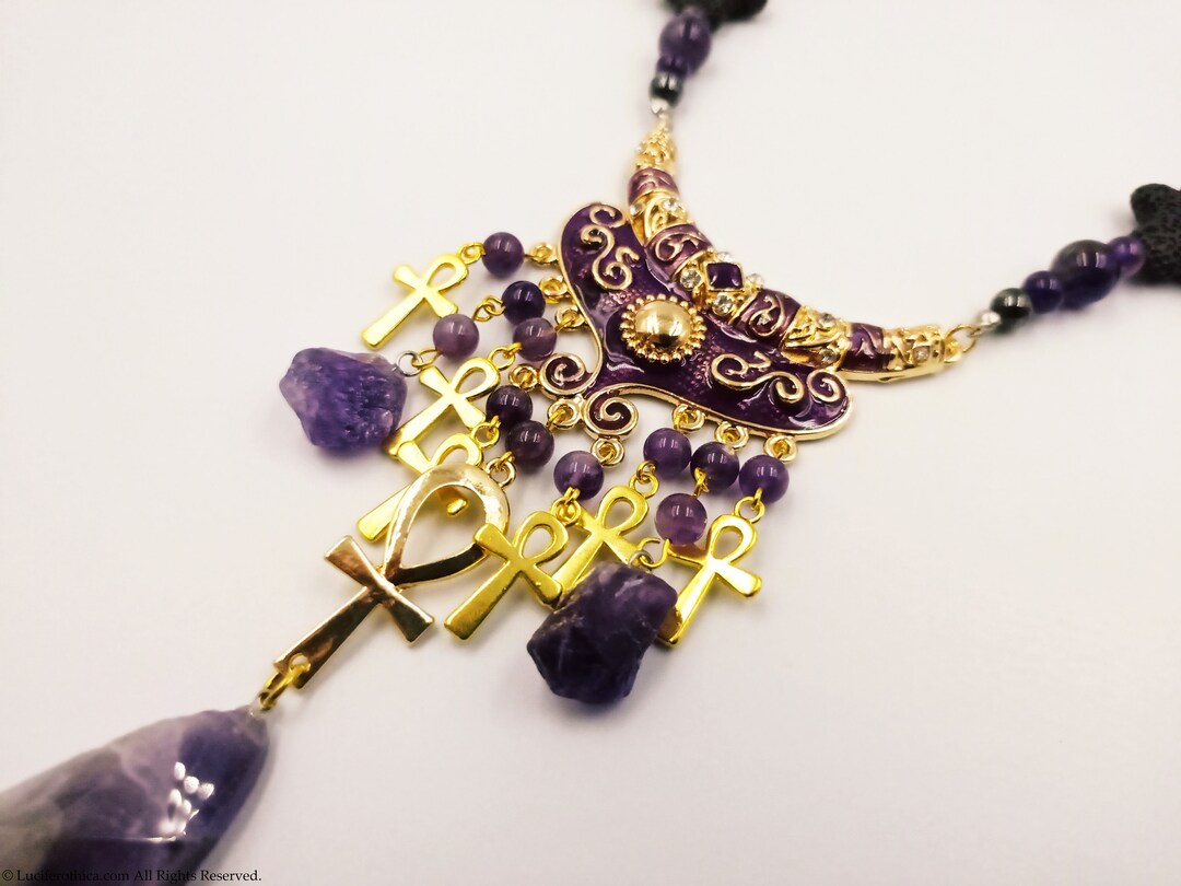 Egyptian Royal Elite Pharao Necklace - Amethyst Egypt Ankh Goth Ethnic ...