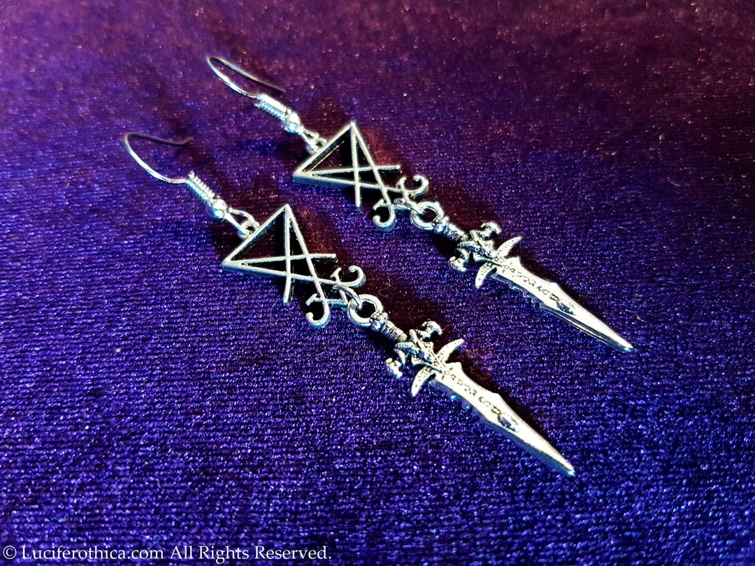 Luciferian Dark Athame Earrings - Lucifer Athame Gothic Occult Ritual ...