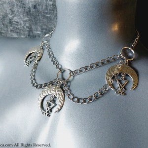 Triple Sigil of Lucifer Crescent Chain Choker - Goth Gothic Luciferian ...