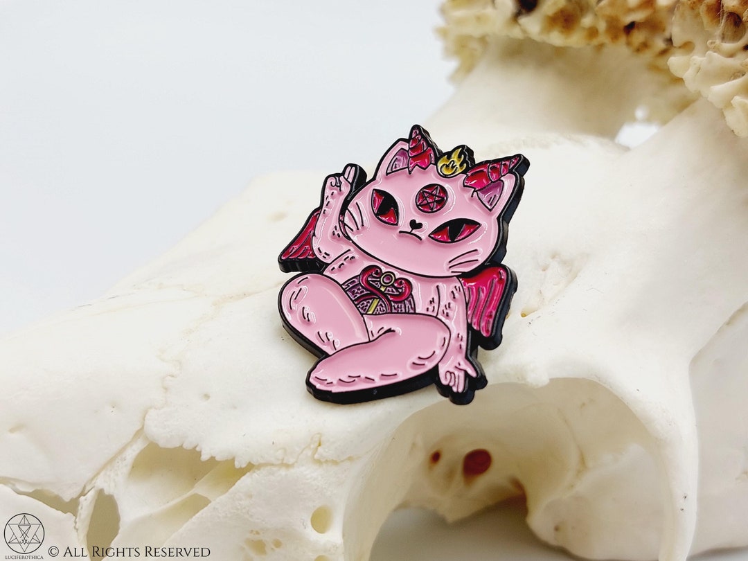Baphomet Pink Cat Pin - Cute Solve Et Coagula Occult Kitten Seal Sigil ...