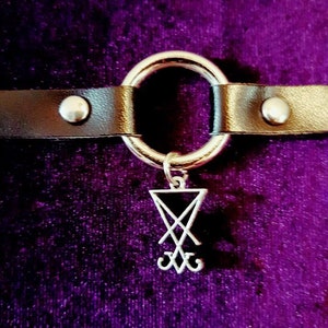 Mini Sigil of Lucifer Leather Choker Pu Leather Gothic Occult ...