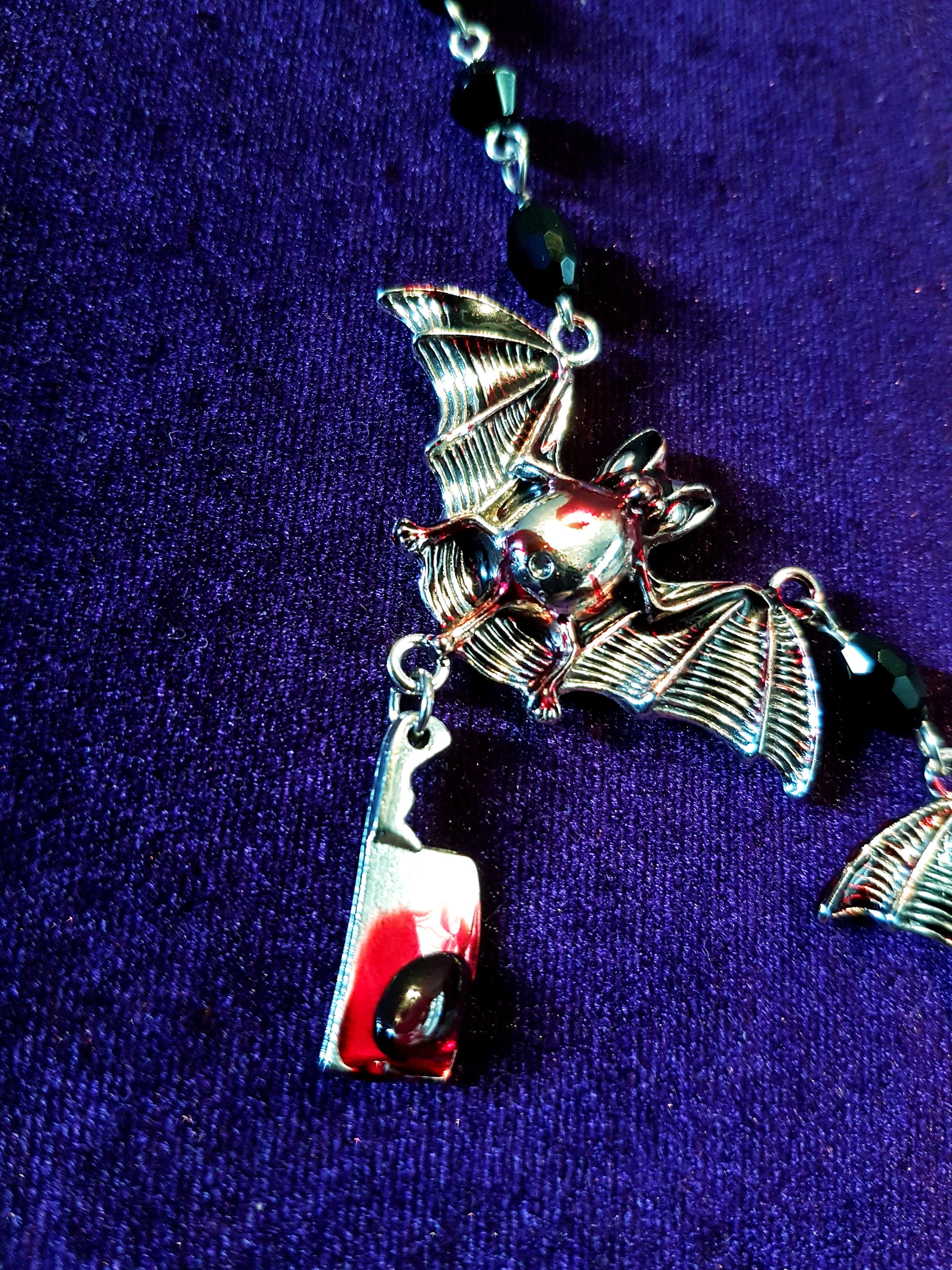 Blood Ankh Bat Necklace - Gothic vampire flying bat egyptian blood ...