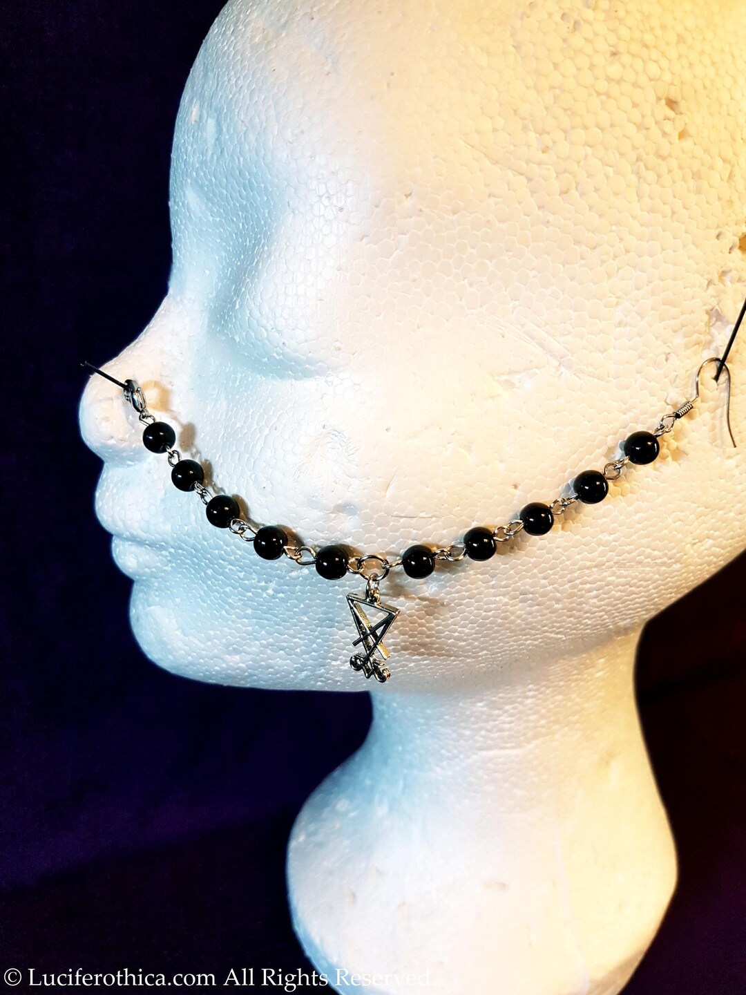 Sigil of Lucifer Beaded Nosechain - Goth Gothic Occult Nose Jewelery ...