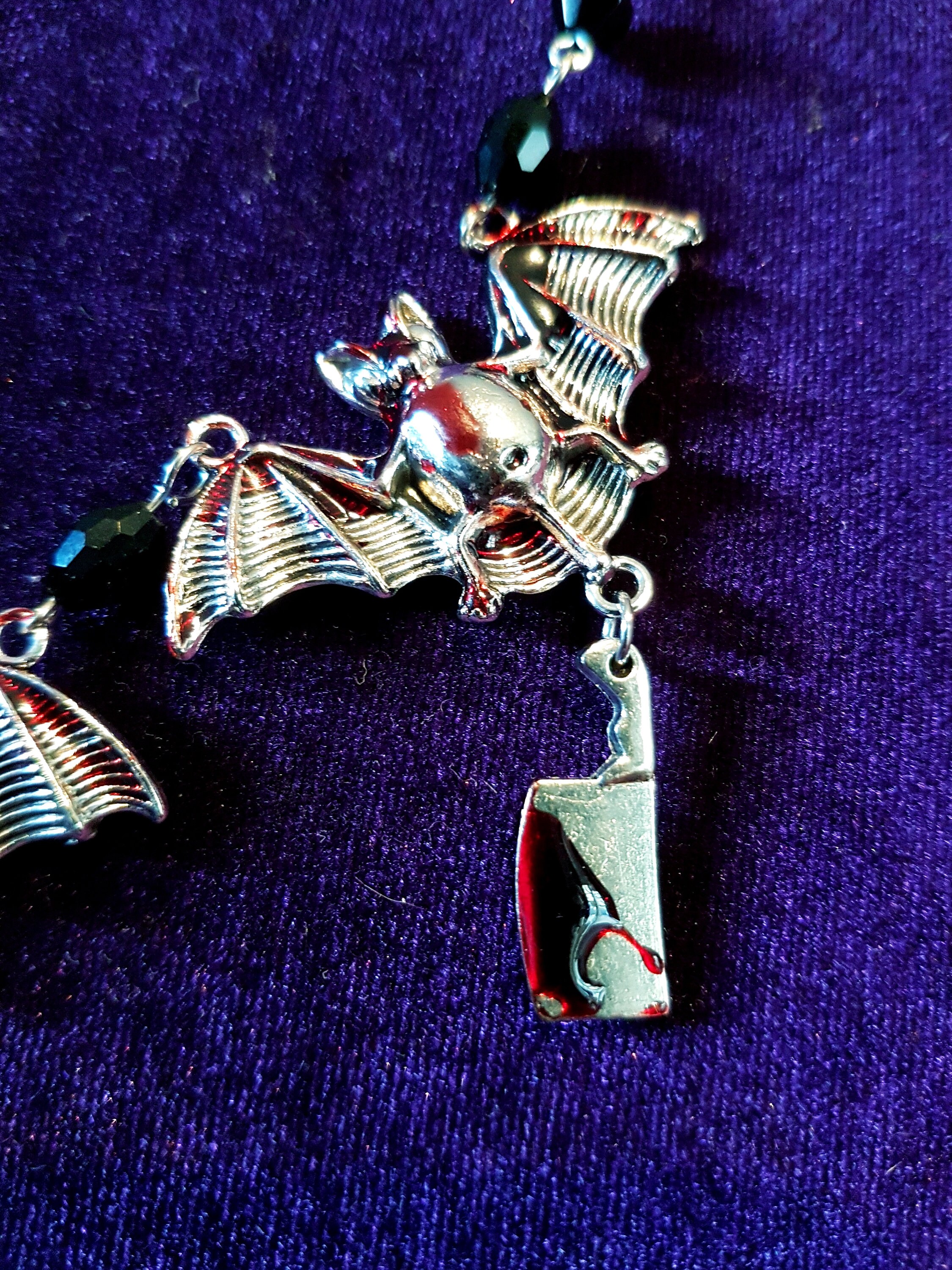 Blood Ankh Bat Necklace - Gothic vampire flying bat egyptian blood ...