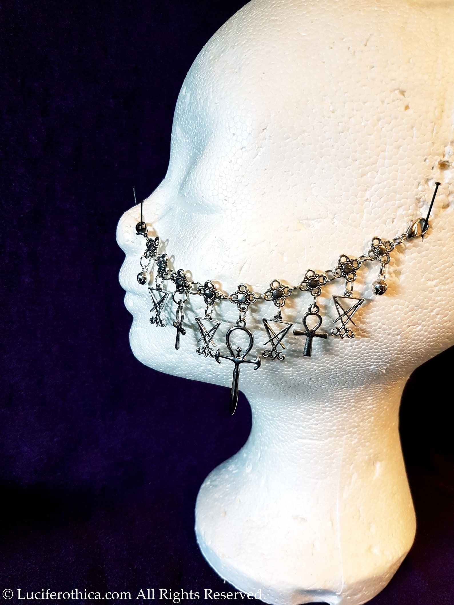 Vampire Ankh / Sigil of Lucifer Nosechain - Goth Gothic Occult Nose ...