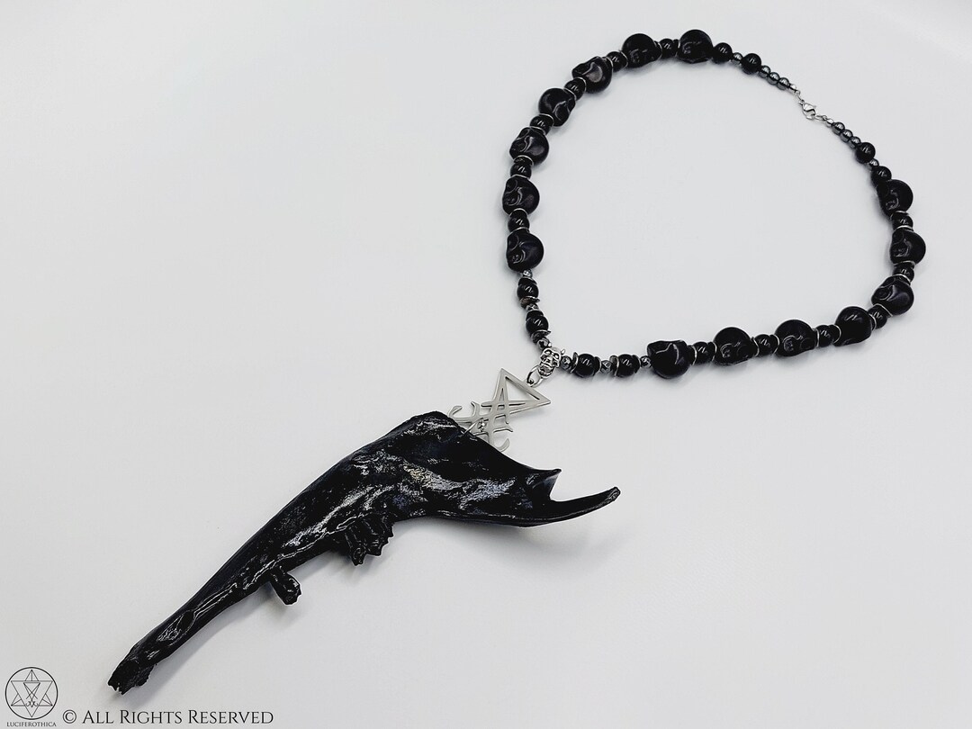 Blackened Luciferian Jawbone Necklace (goat) - Baphomet Occult Left ...