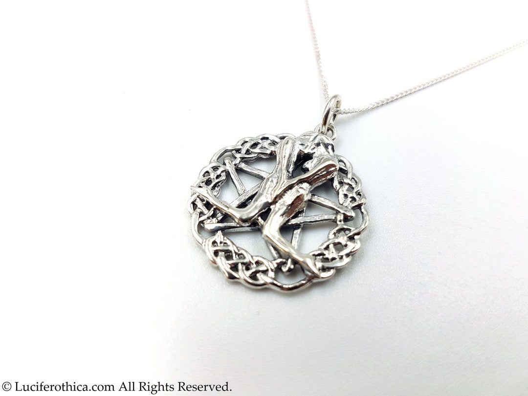 Sterling Silver Great Rite Pentagram Pendant Necklace - Occult Silver ...