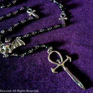 Vampire Ankh Rosary - Occult Vamp Goth Ankh Beads Bat Gothic Vampire ...