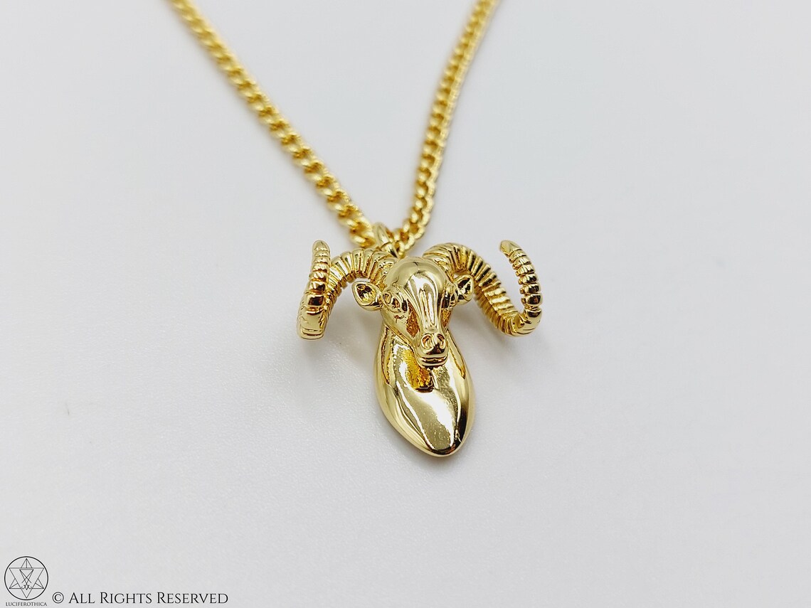 Baphomet Pendant (18K Gold Plated Pendant & Chain) Horned Baphomet ...