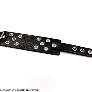 Black Leather Sigil of Lucifer Bracelet 2 Styles Occult Luciferian ...