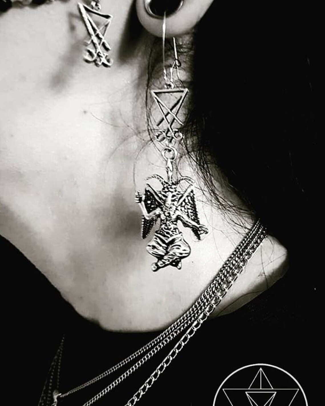 Baphomet Sigil of Lucifer Earrings Occult Left Hand Path - Etsy