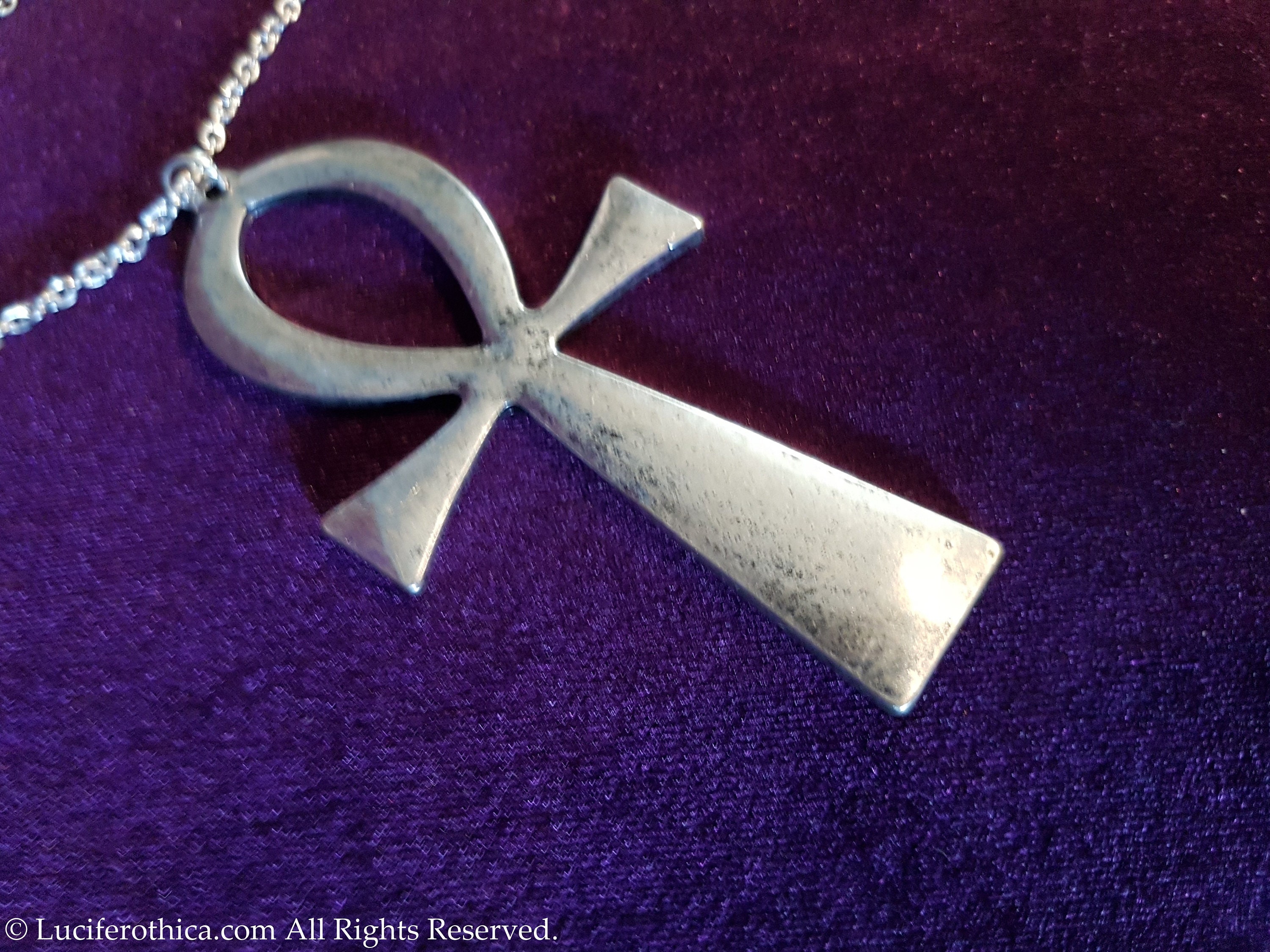 Big Antique Silver Colour Ankh Necklace