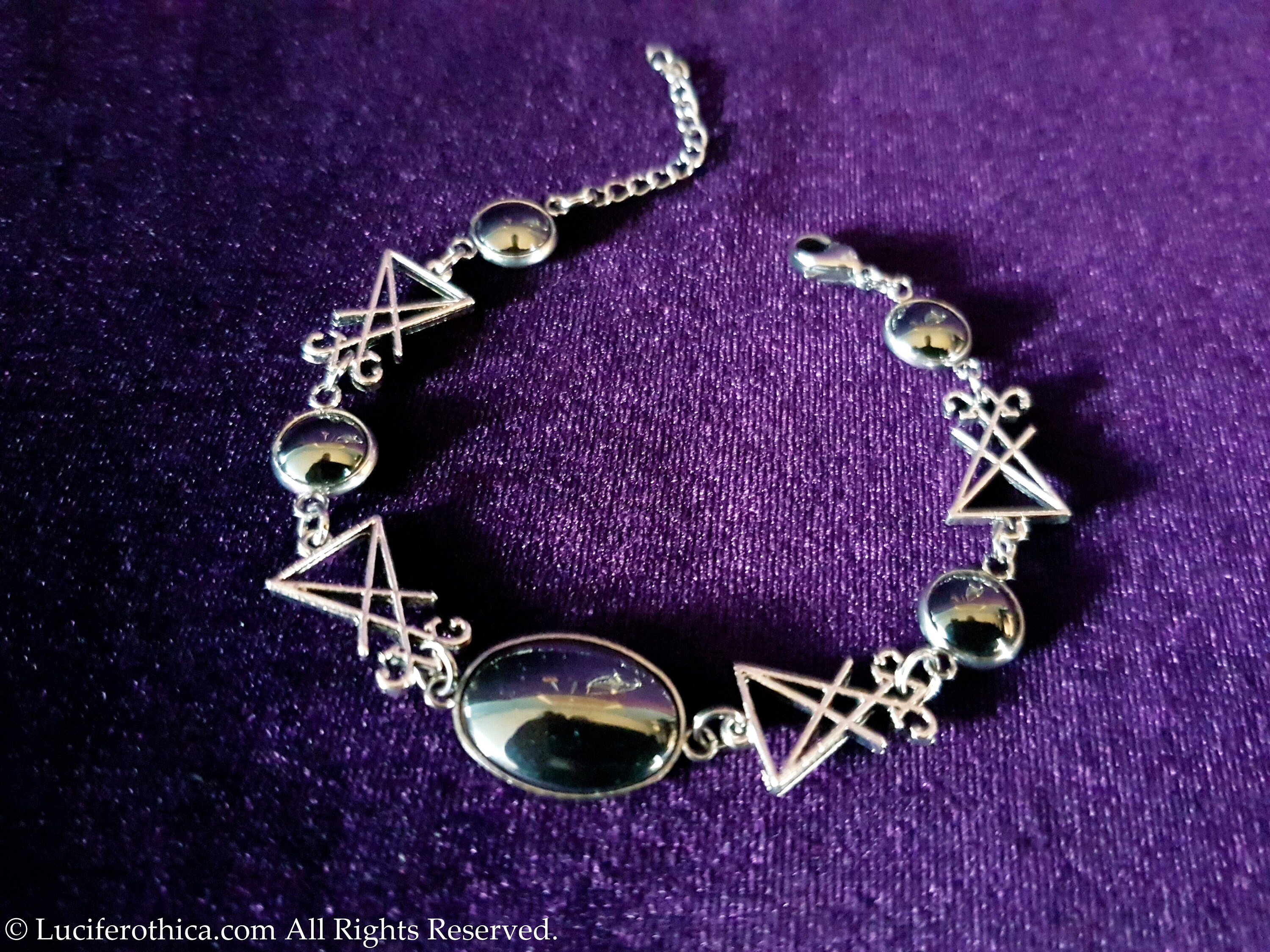 Classy Luciferian Sigil of Lucifer Hematite Bracelet