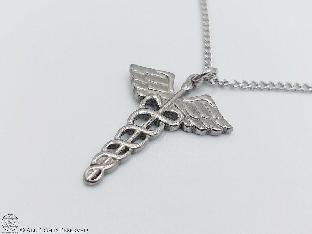 Caduceus Pendant (stainless Steel) - Staff Caduceus Goth Gothic Health ...