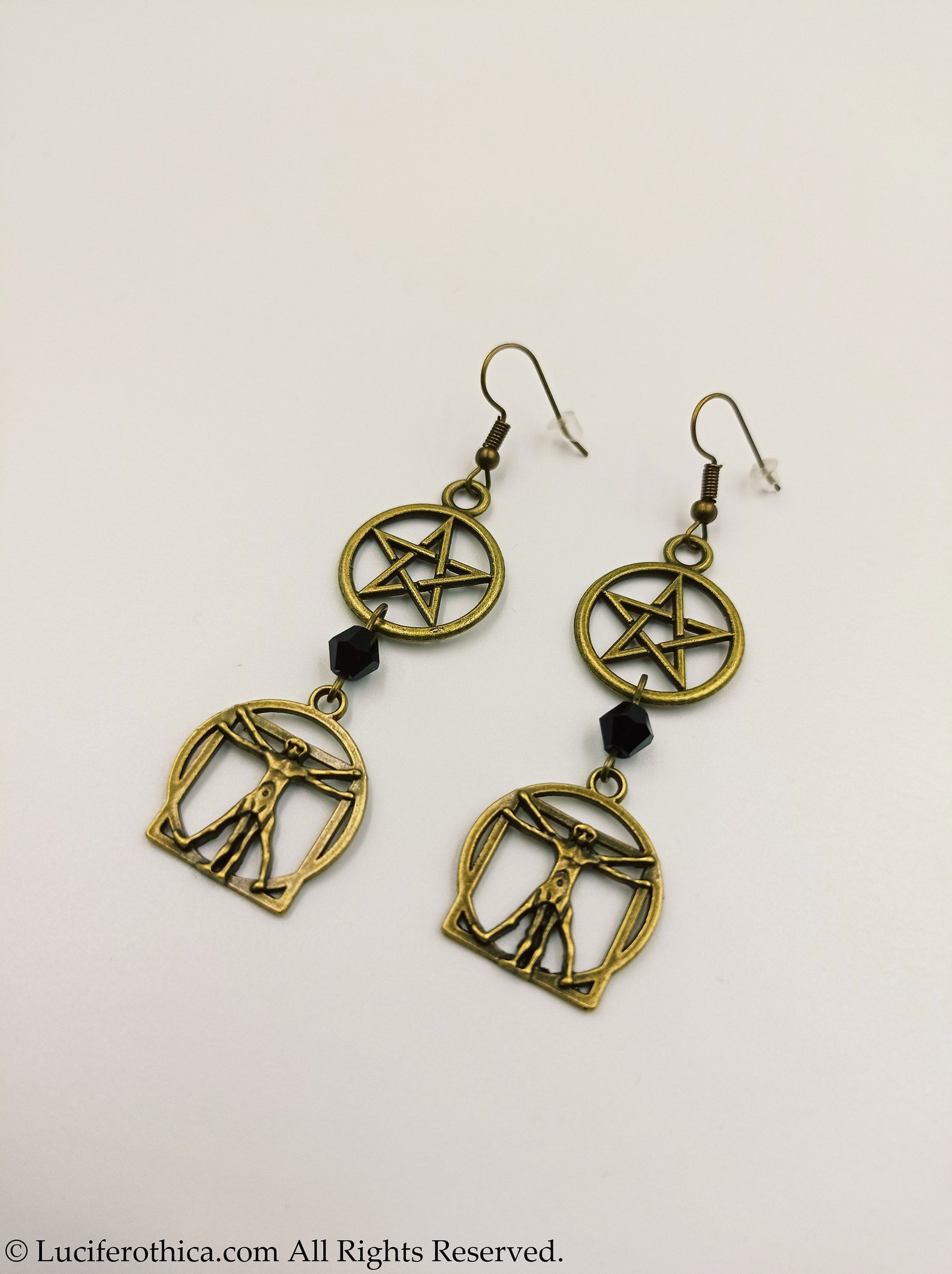 Vitruvian Man Pentacle Earrings Leonardo Da Vinci L'uomo - Etsy