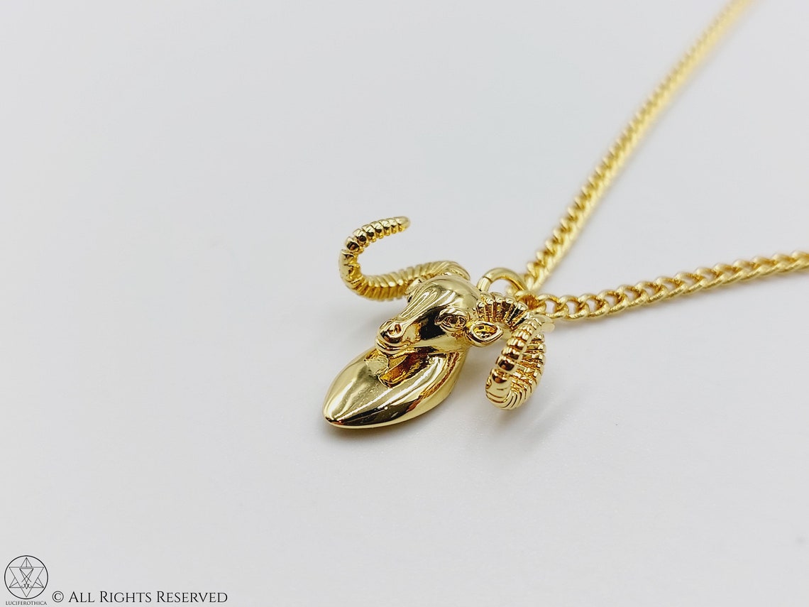 Baphomet Pendant (18K Gold Plated Pendant & Chain) Horned Baphomet ...