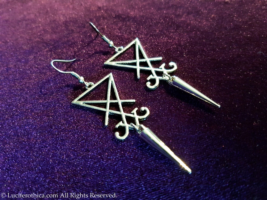 Luciferian Spike Earrings Lucifer Sigil of Lucifer Occult Gothic Left ...