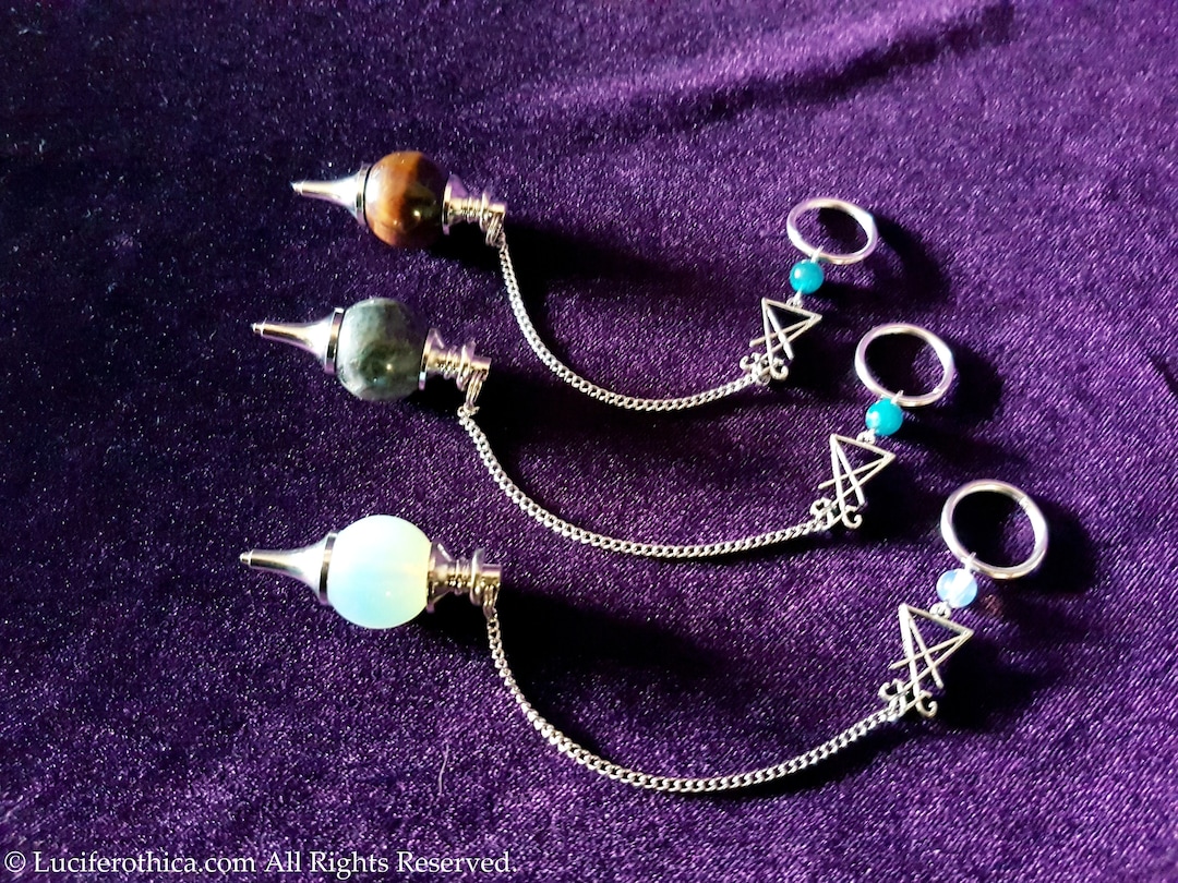 Luciferian Pendulum (5styles) - Occult Sigil of Lucifer Black Agate ...