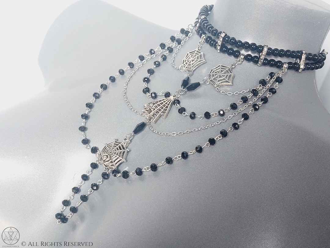Victorian Web Choker - Spider Cobweb Spiderweb Necklace Arachnea ...