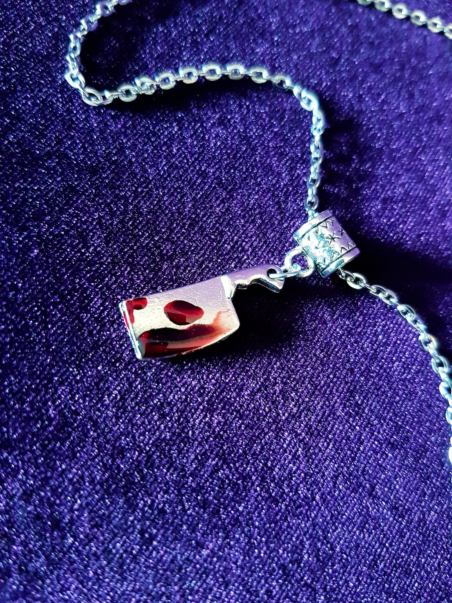 Bloody Cleaver Horror Pendant Halloween red resin blood meat | Etsy