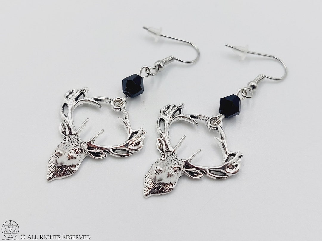 Cernunnos Earrings - Deer Stag Jewelry Pagan God Gaul Occult Antlers ...