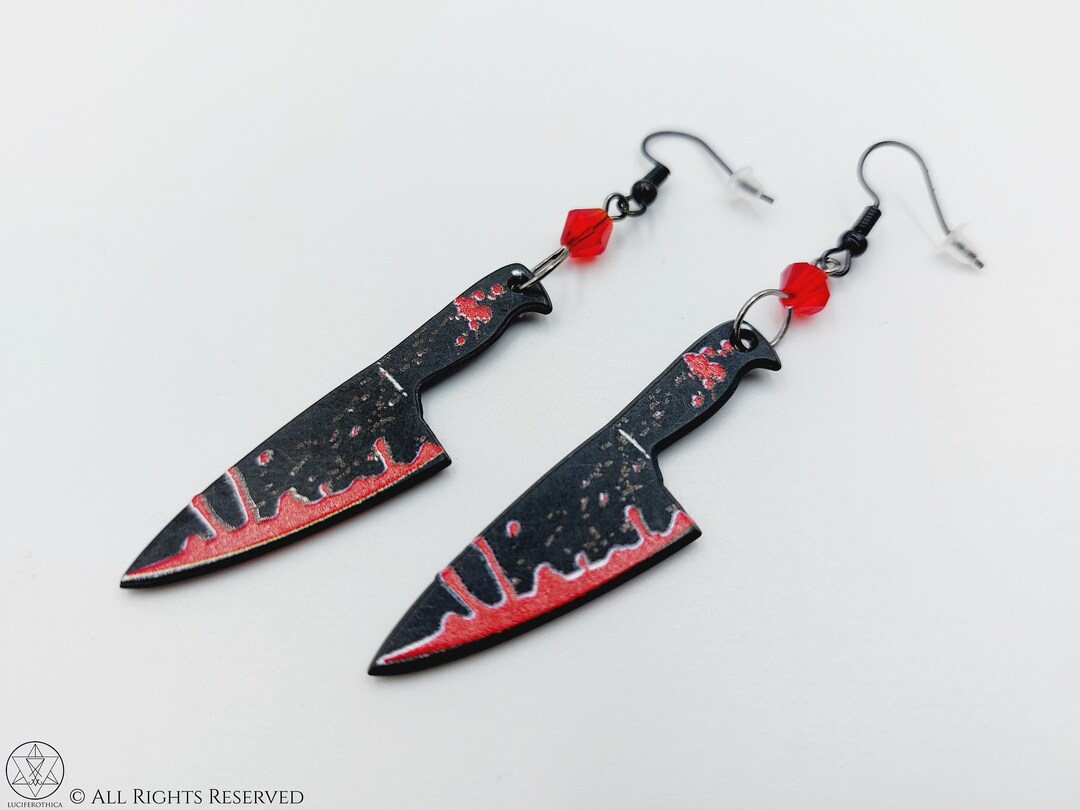 Michael Myers Bloody Knife Earrings - Horror Halloween Movie Red ...