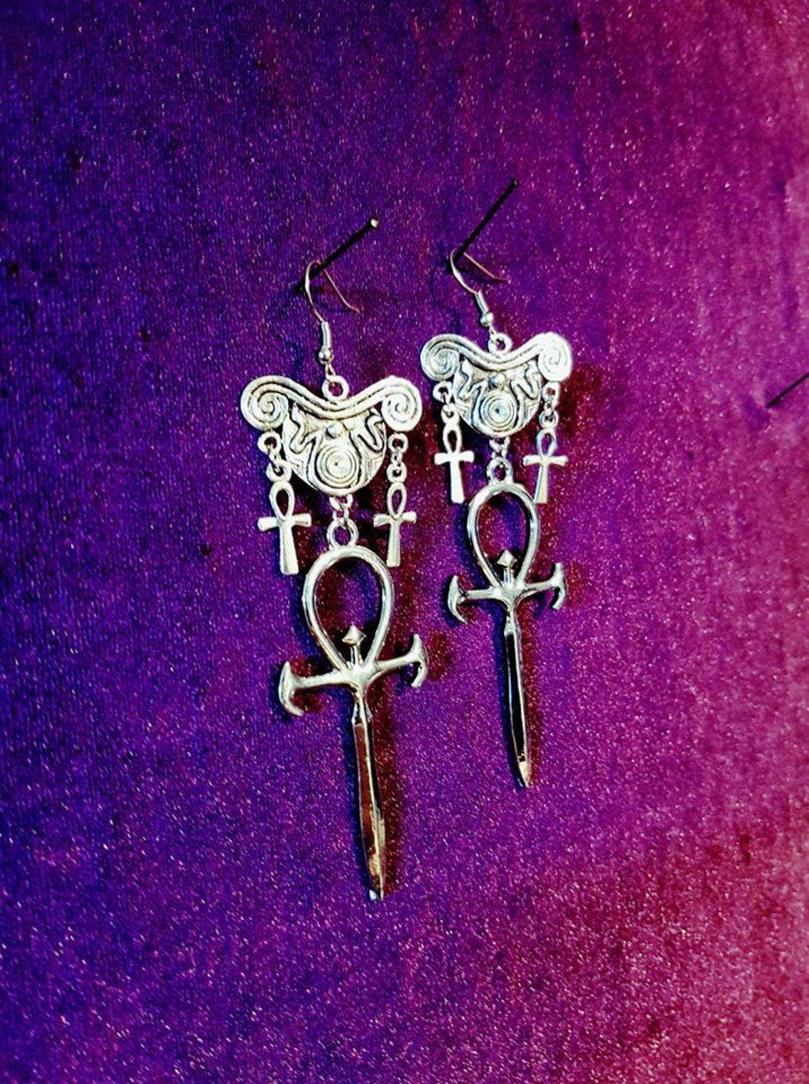 Gothic Vampire Ankh Earrings - Occult Order Goth Gothic Dracula Vampyre ...