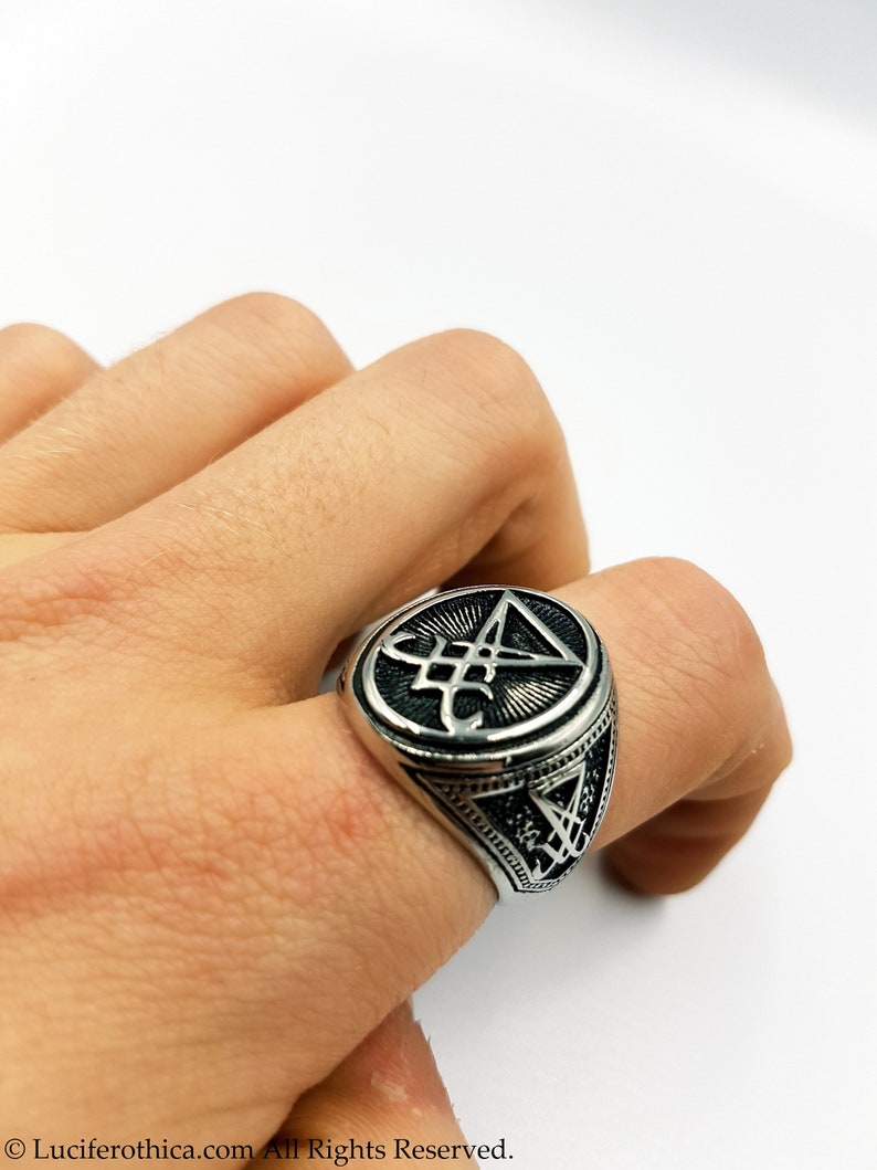 Sigil of Lucifer Ring (stainless Steel) - Occult Goth Gothic Sigil of ...