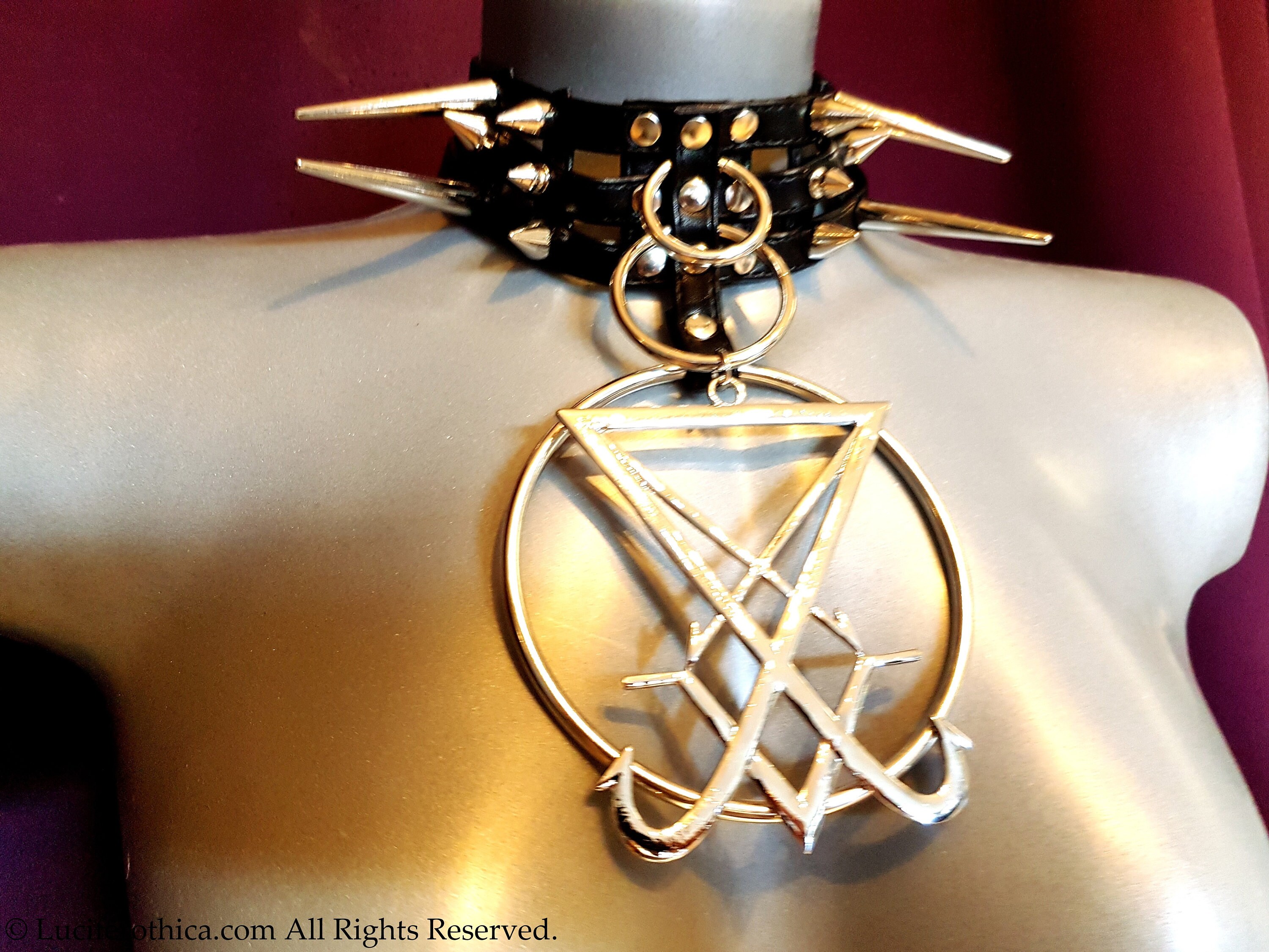 Huge Sigil of Lucifer Spike Choker