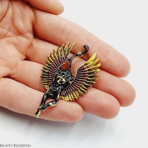 Bastet Cat Pin - Egyptian Bastet Cat Ankh Goddess Sphynx Brooch Winged ...