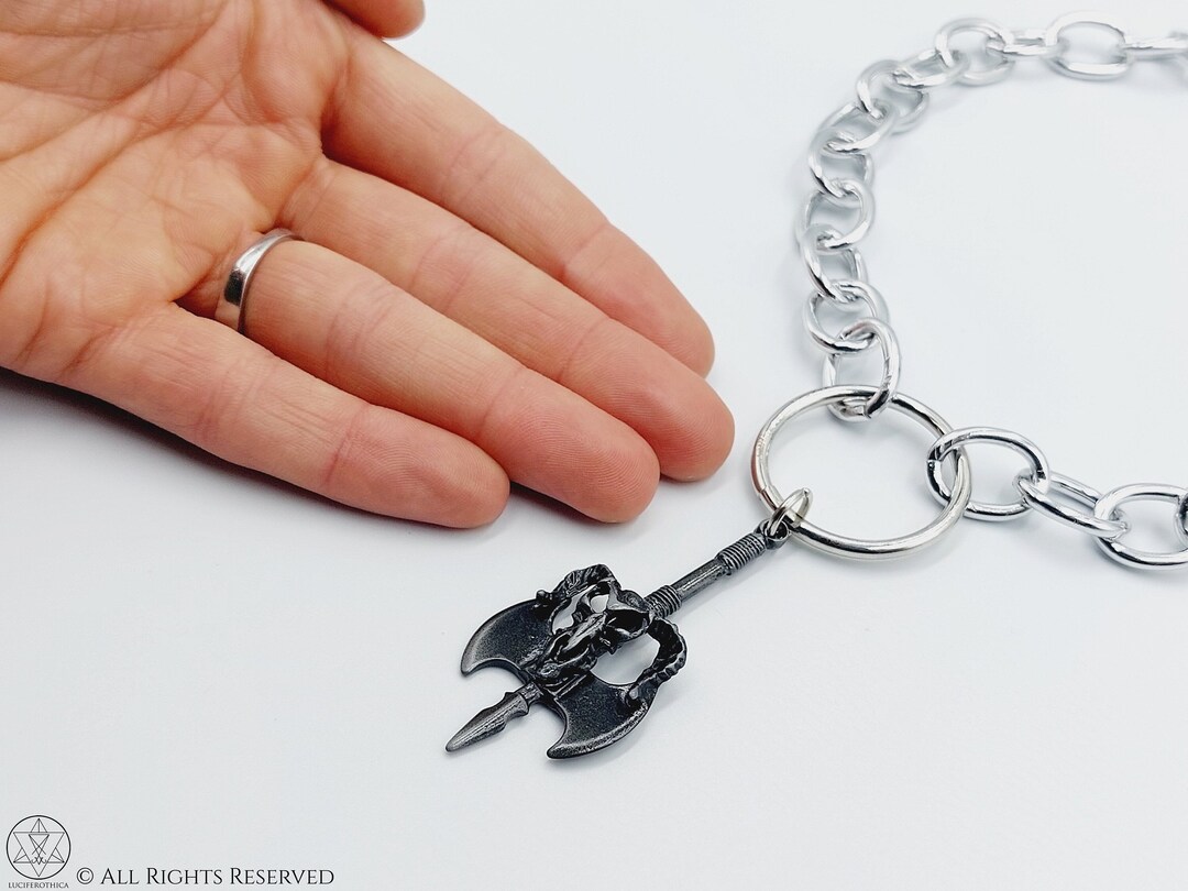 Baphomet Ax Chain Choker - Ax Weapon Pendant Necklace Goathead of ...